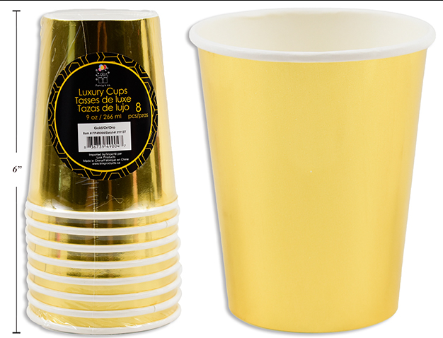 9OZ GOLD LUXURY PAPER CUP – Party Fiesta RD